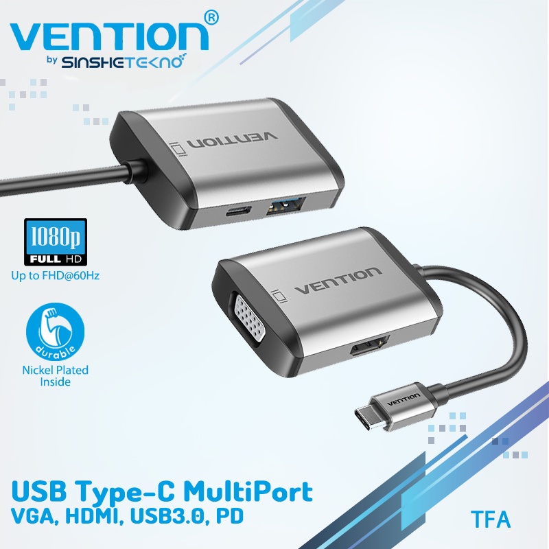 Jual Vention Converter 4in1 Type C USB C To HDMI VGA USB 3.0 PD Adapter ...