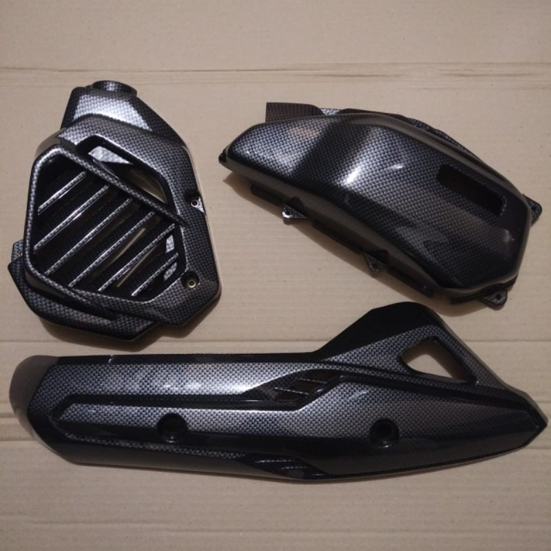 Jual Cover Knalpot Radiator Filter Vario 125 Old Carbon Black | Shopee ...