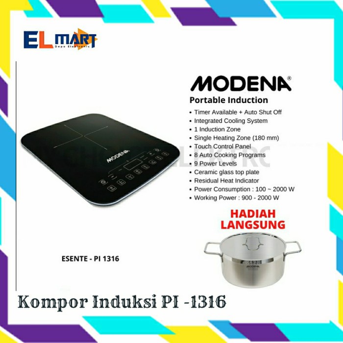 Jual Modena Kompor Induksi PI 1316 LI1316 Essente Portable Induction ...