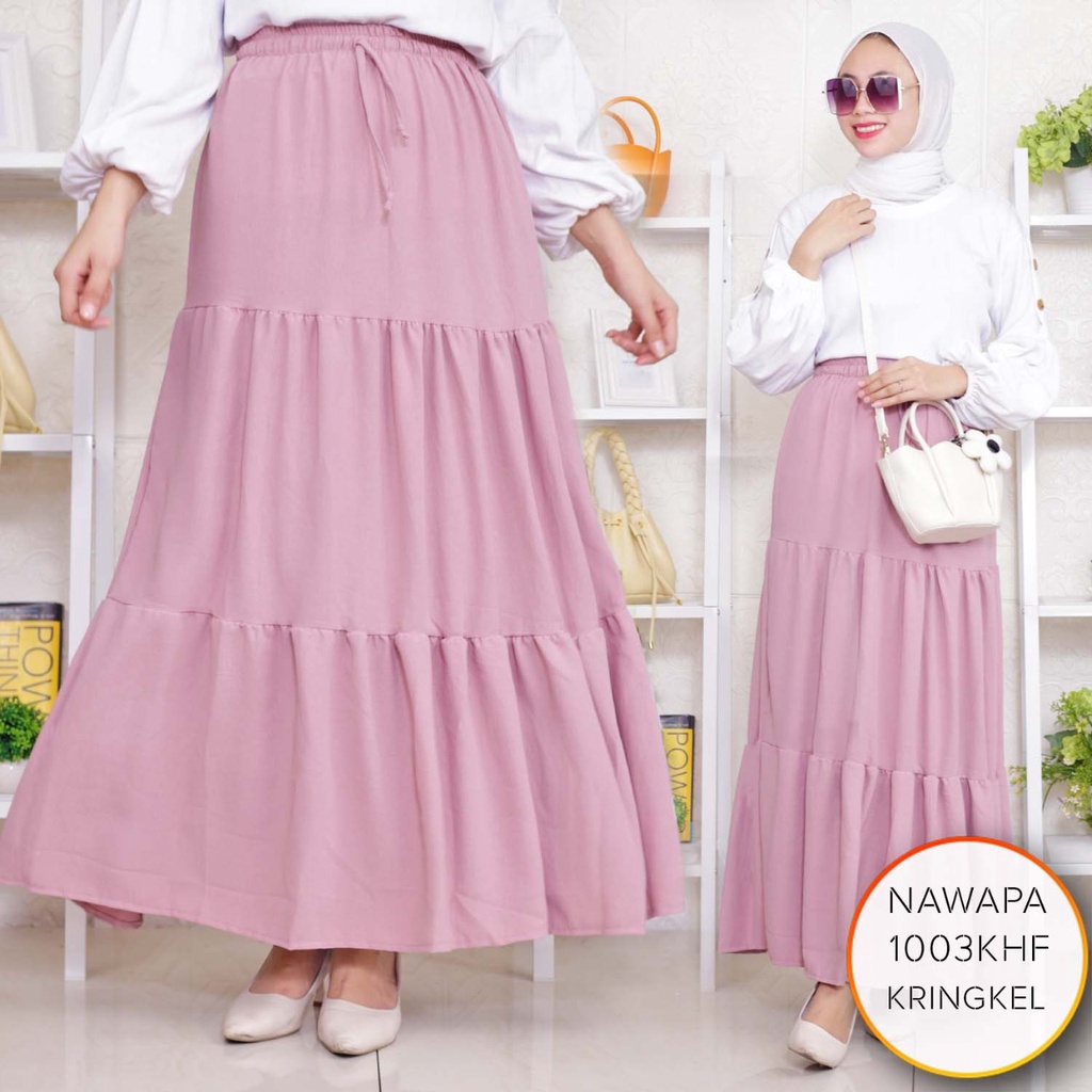 Jual Rok Rimpel Umpak Keliling Bahan Kringkel Airflow Pita Serut Nawapa ...