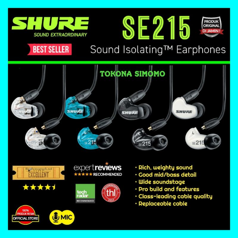 Jual Shure SE215 / AONIC 215 / SE215 PRO Sound Isolating Earphones ...