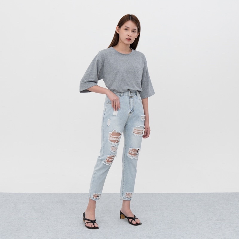 Jual VIERLIN - Jeans 9002 - HIGHWAIST RIPPED JEANS | Shopee Indonesia