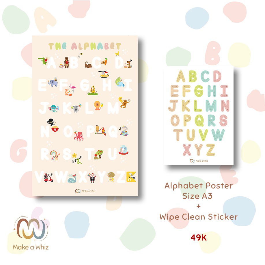 Jual Poster Alphabet A3 + wipe clean sticker | Shopee Indonesia
