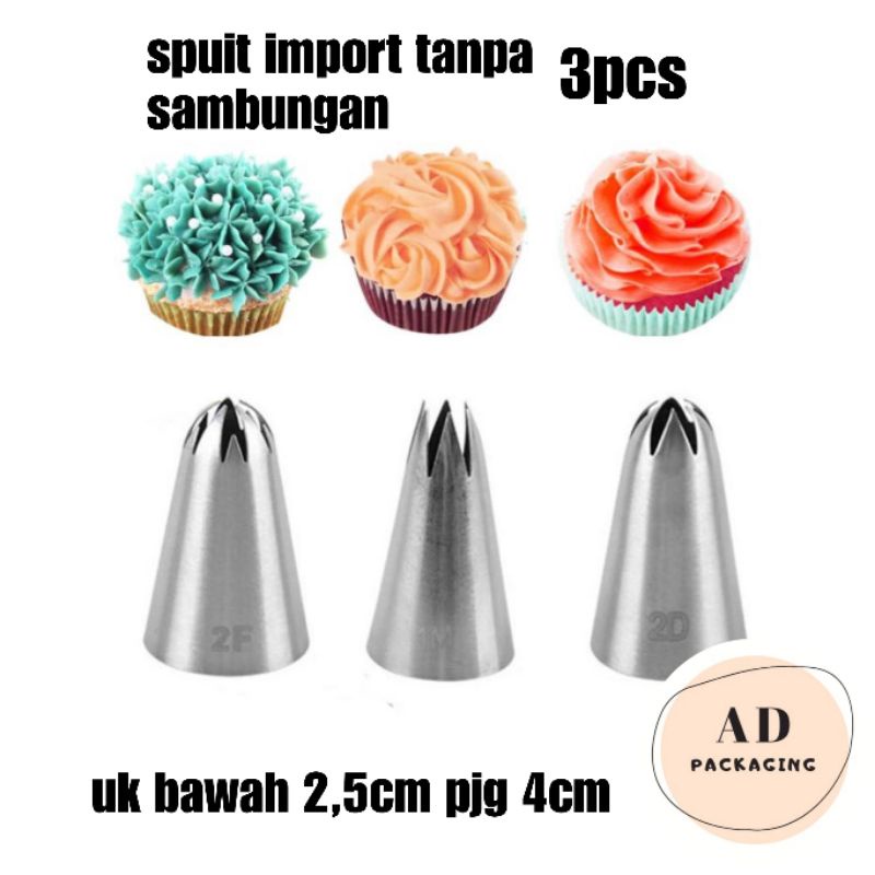 Jual 3pcs spuit import kokoh tanpa sambungan spuit butter cream spuit ...