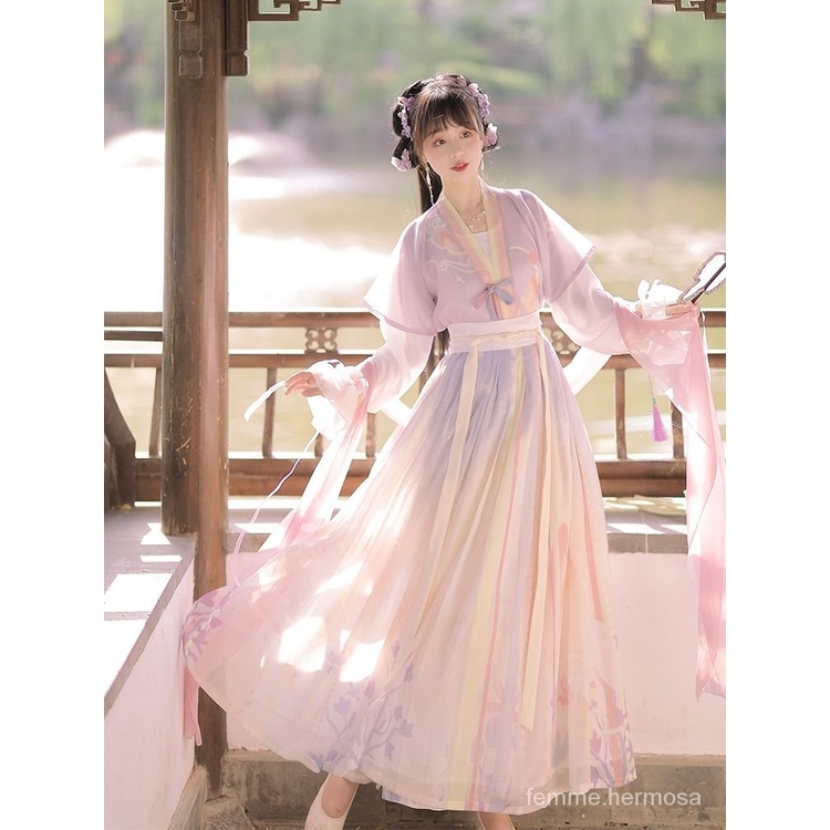 Jual Youlan Tang Beizi Hanfu Wanita Leher Bulat Kemeja Pendek Rok Lipit ...