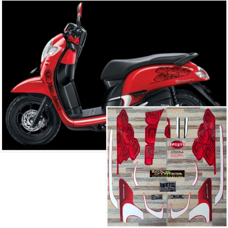 Jual striping original Honda Scoopy sporty merah red tahun 2017 ...