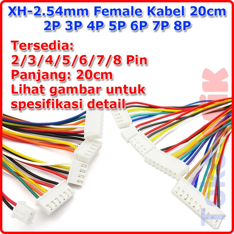 Jual JST XH2.54 XH 2.54 mm 2.54mm Female 2P 3P 4P 5P 6P 7P 8P Kabel 20cm | Shopee Indonesia