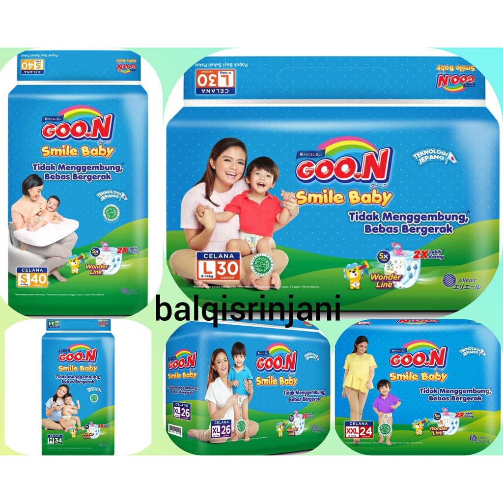 Jual Goon Smile Baby Pants Goo.N Popok Celana S40 M34 L30 XL26 XXL24 XXL18+2 | Shopee Indonesia
