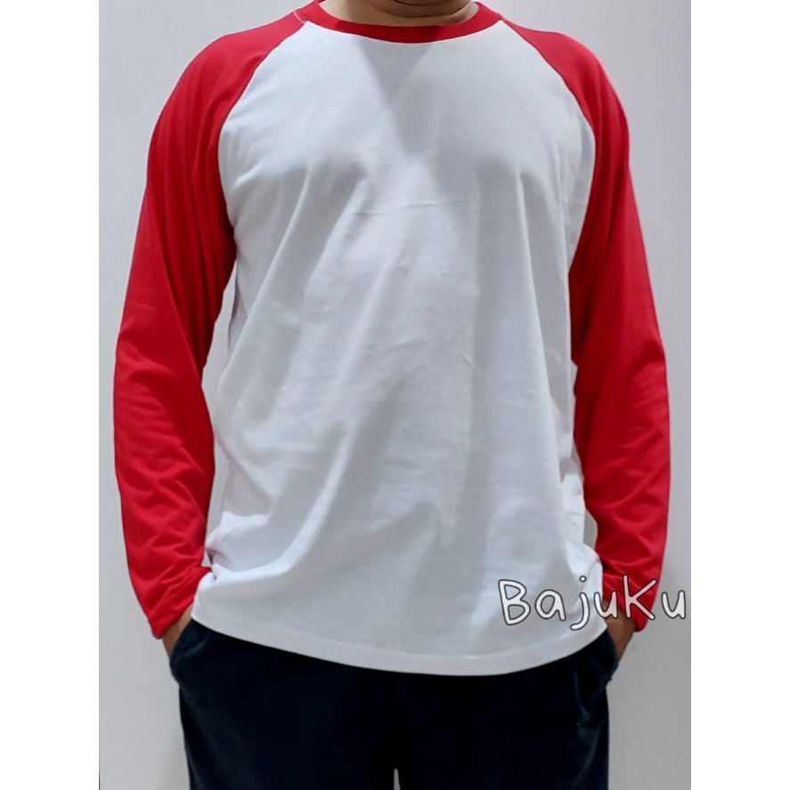 Jual Raglan Tangan PANJANG / Raglan Merah Putih / Raglan Polos / Baju ...