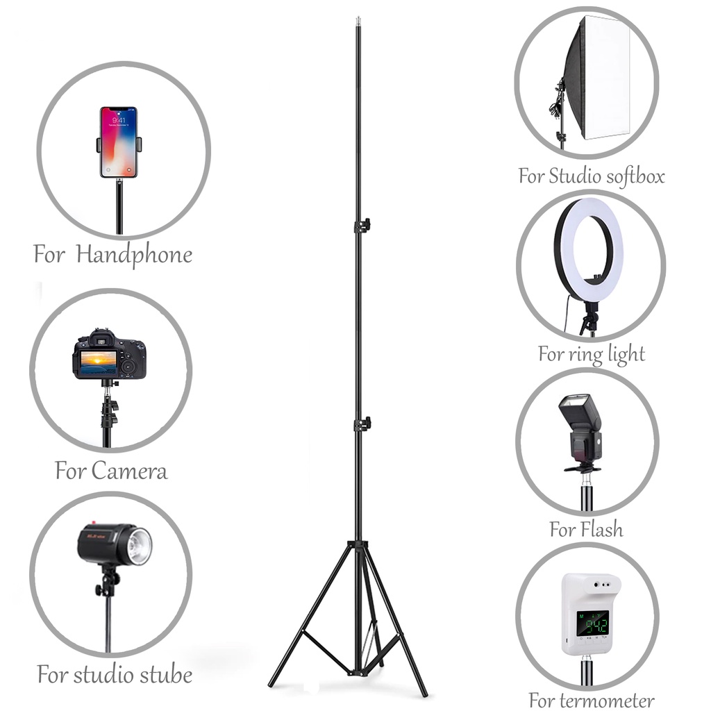 Jual Tripod 2.1 Meter Aluminium Untuk Lampu LED Ring Light Stand Holder ...