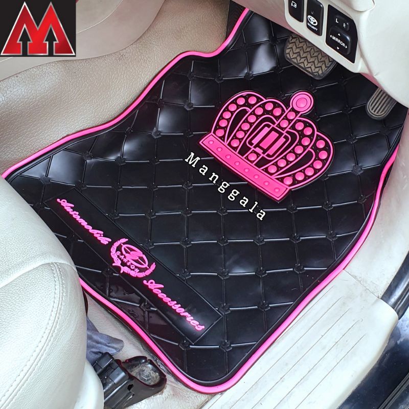 Jual Karpet Mobil Mahkota Crown Hitam Logo Pink | Shopee Indonesia