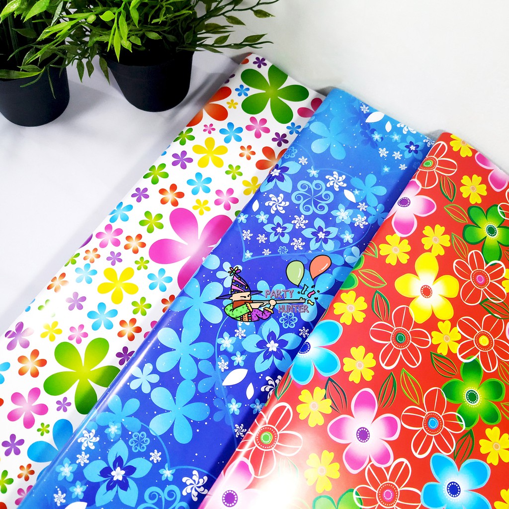 Jual Kertas Kado Motif Bunga / Flower Lucu Glossy (5 Lembar) | Shopee ...
