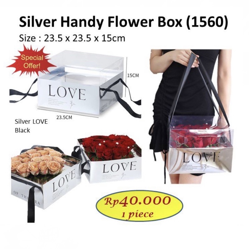 Jual Silver Handy Flower Box 1560 Box Bunga Bloombox Bunga Kotak Bunga ...