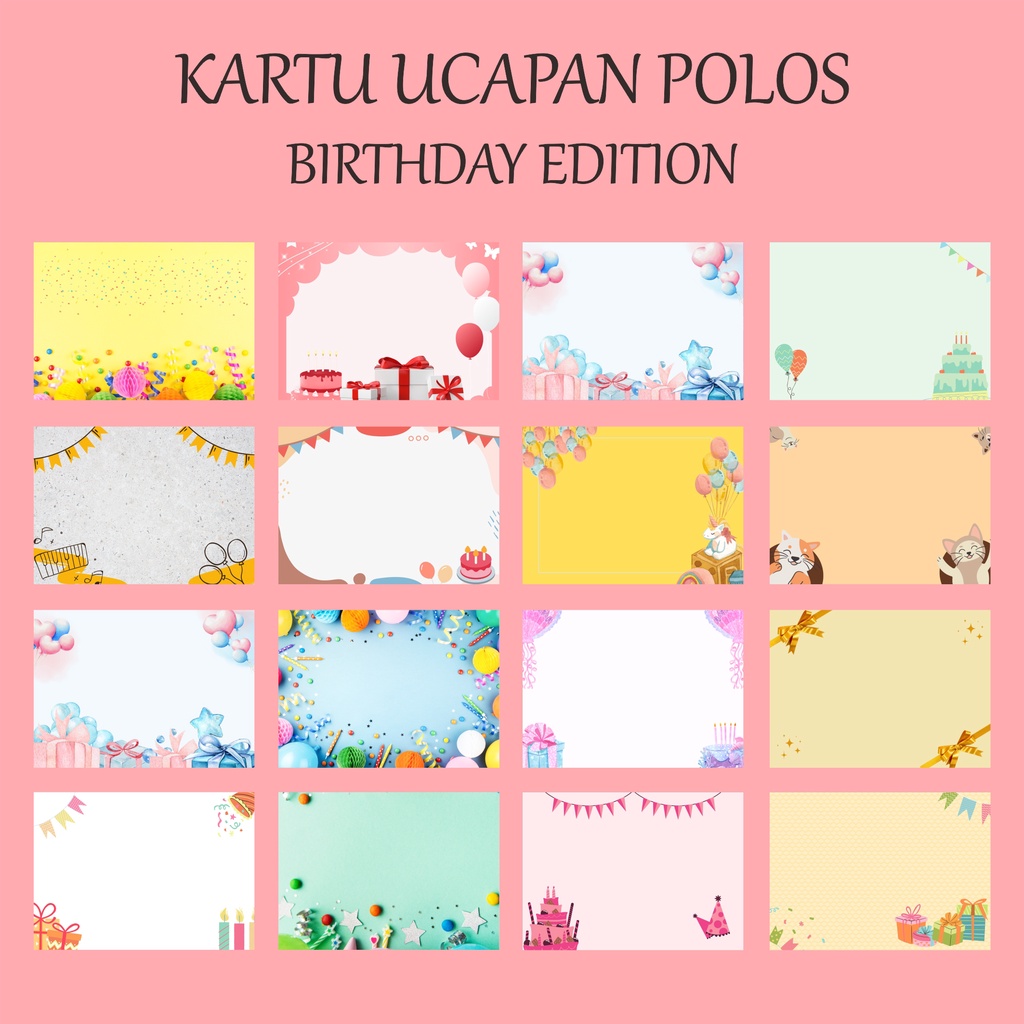 Jual 25 PCS KARTU UCAPAN POLOS OLSHOP / BIRTHDAY EDITION / BLANK CARD ...