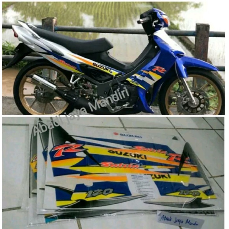 Jual Striping Lis body Suzuki Satria R Hiu 2tak Biru Putih 2004 asli ...
