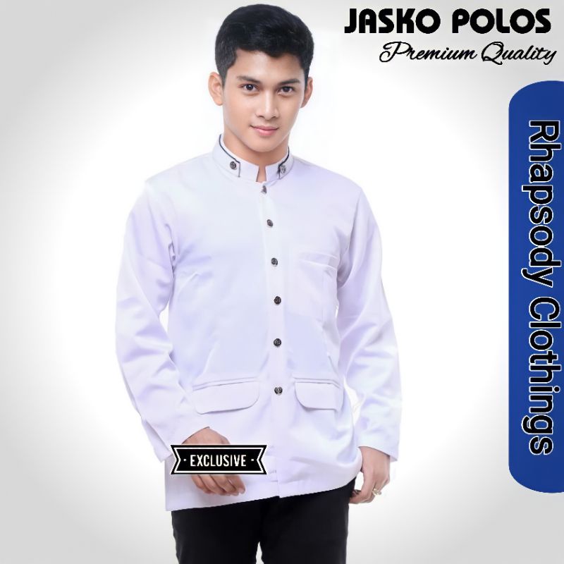 Jual Jasko jas koko polos hitam putih pria dewasa lengan panjang kain ...