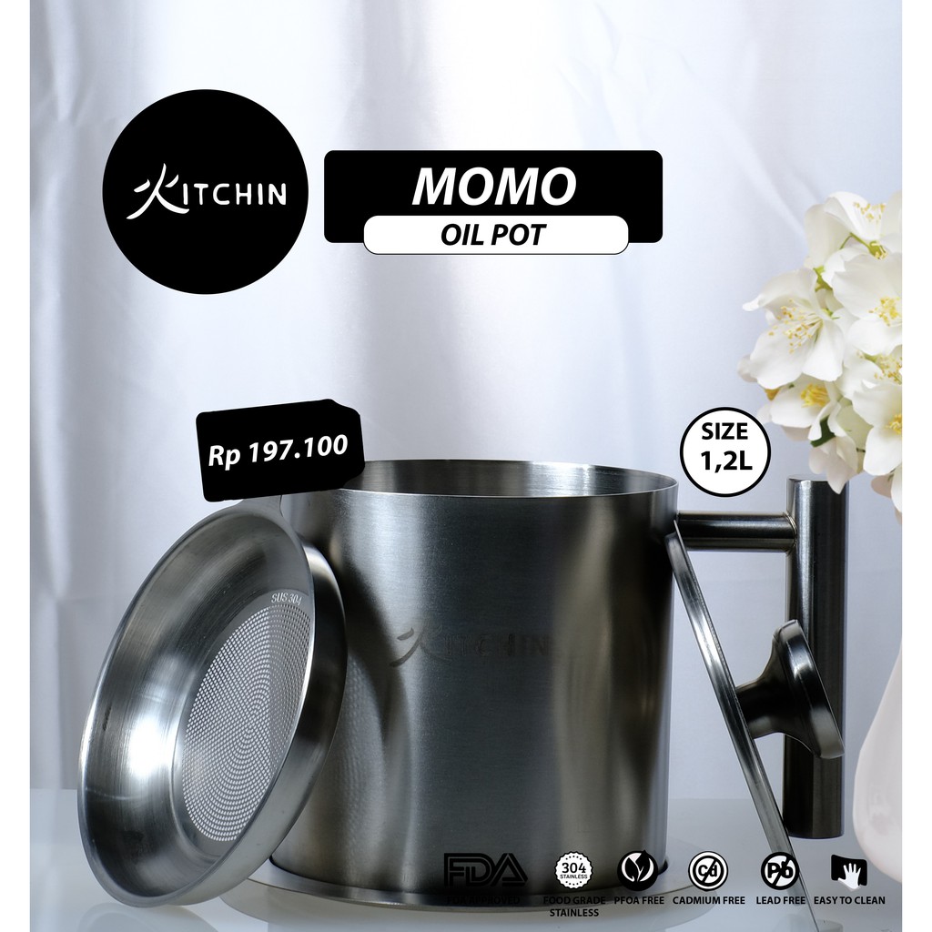 Jual KITCHIN MOMO OIL POT 1,2L/OIL POT STAINLESS/304 FOOD GRADE/OIL ...