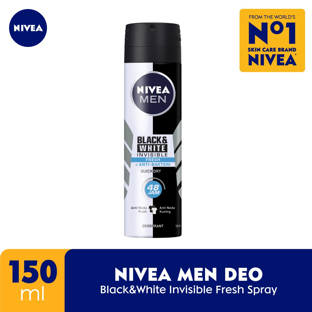 Jual NIVEA MEN Deodorant Spray Black & White Invisible Fresh 150ml ...