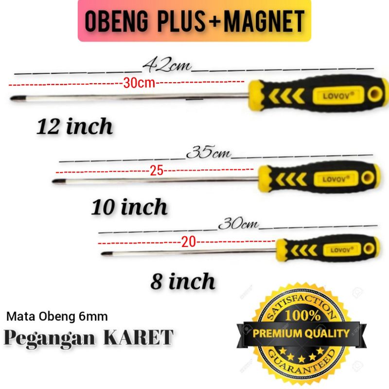 Jual Obeng Panjang Magnet Plus + Gagang Karet 4 6 8 10 12 inch | Shopee ...