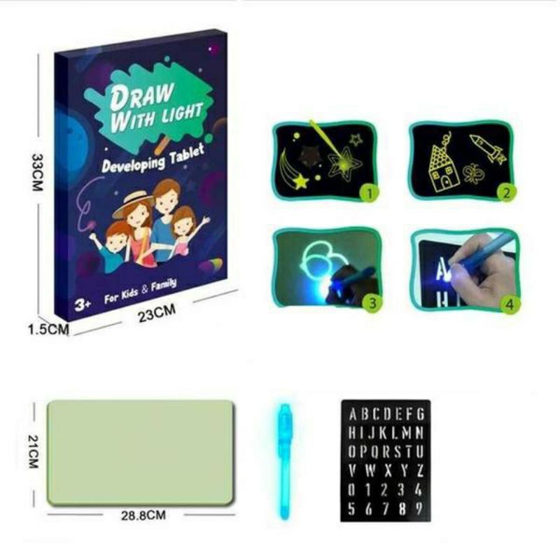 Jual Papan Tulis LED Ajaib Draw Witg Light Glow In The Dark LED Pen ...