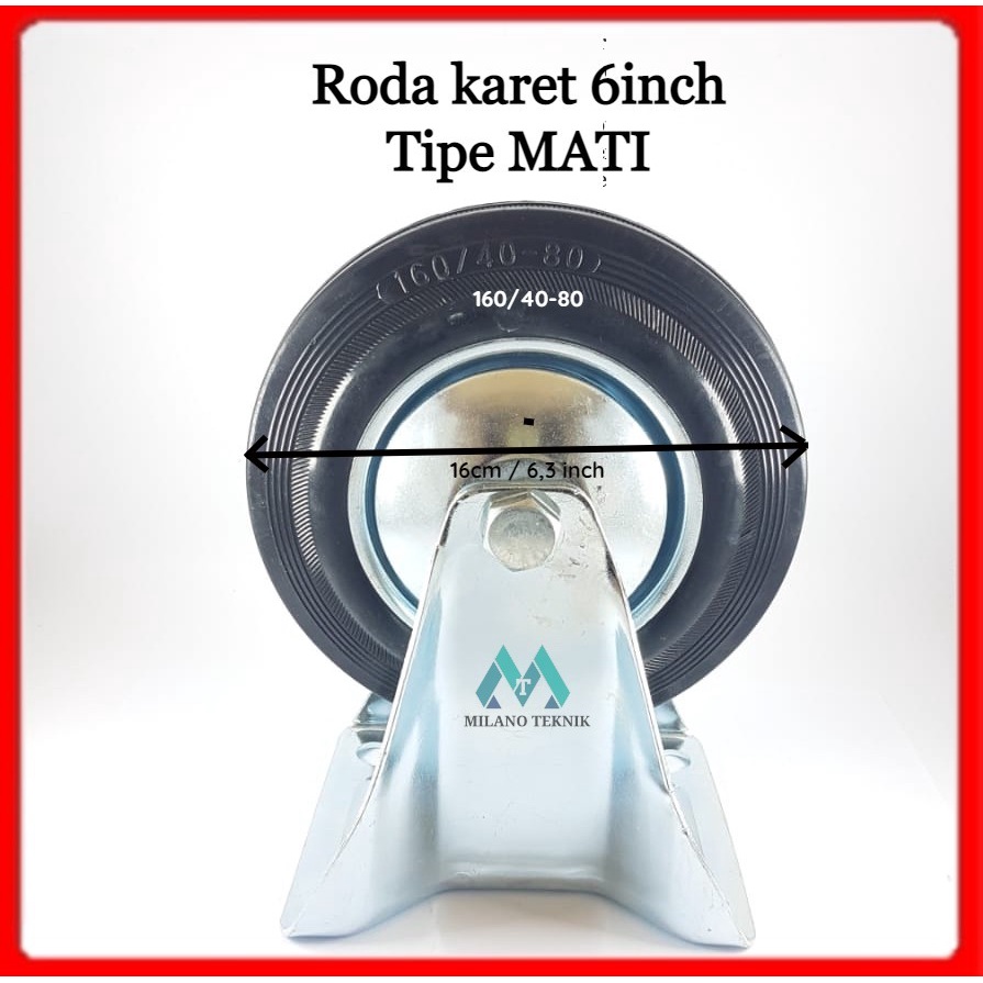 Jual Roda Troli 6" Mati roda troli 6 inch roda karet | Shopee Indonesia