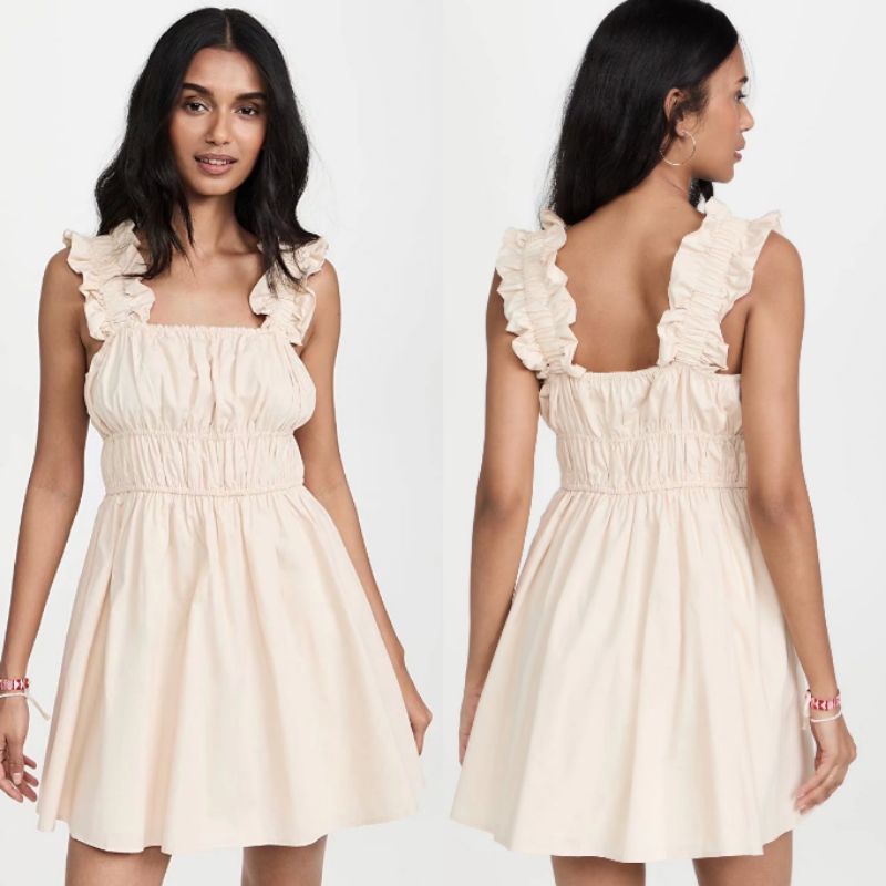 Jual BrokenWhite Ruffled Strap Mini Dress 66520 (SALE) | Shopee Indonesia