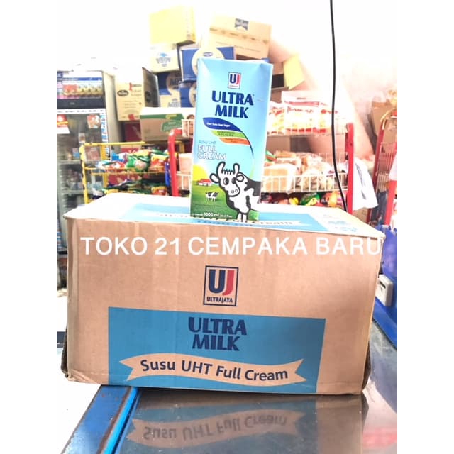 Jual Susu UHT ULTRA MILK FULL CREAM 1000ml 1 KARTON isi 12 PACK | 1000 ml 1 liter | Shopee Indonesia