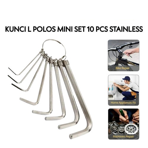 Jual Kunci L Full Set 10pcs Plat Hex Hexagonal Key Wrench Crome 10pcs ...