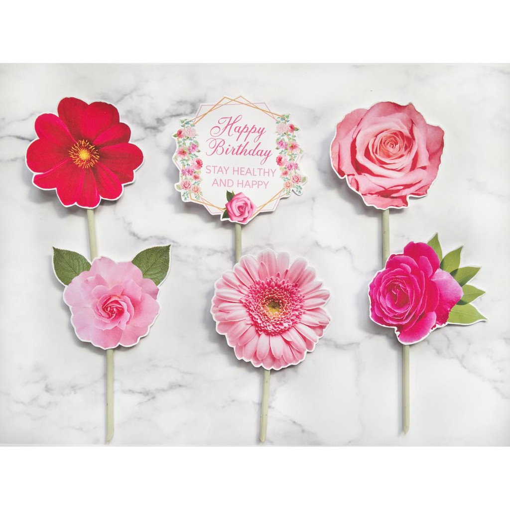 Jual Topper HBD mawar rose tusukan | Shopee Indonesia