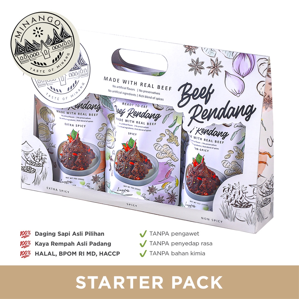 Jual Minango Rendang Daging sapi Premium Special Bundling Set Perfect for Hampers & Gift set 600 ...