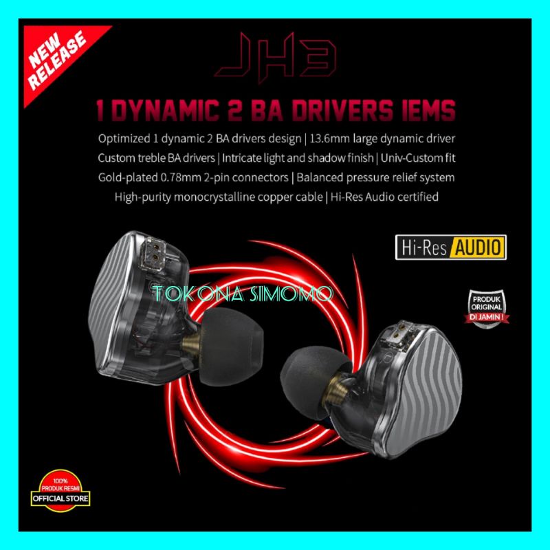Jual FIIO JH3 1 Dynamic 2 BA Drivers IEM In-Ear Monitor Original ...