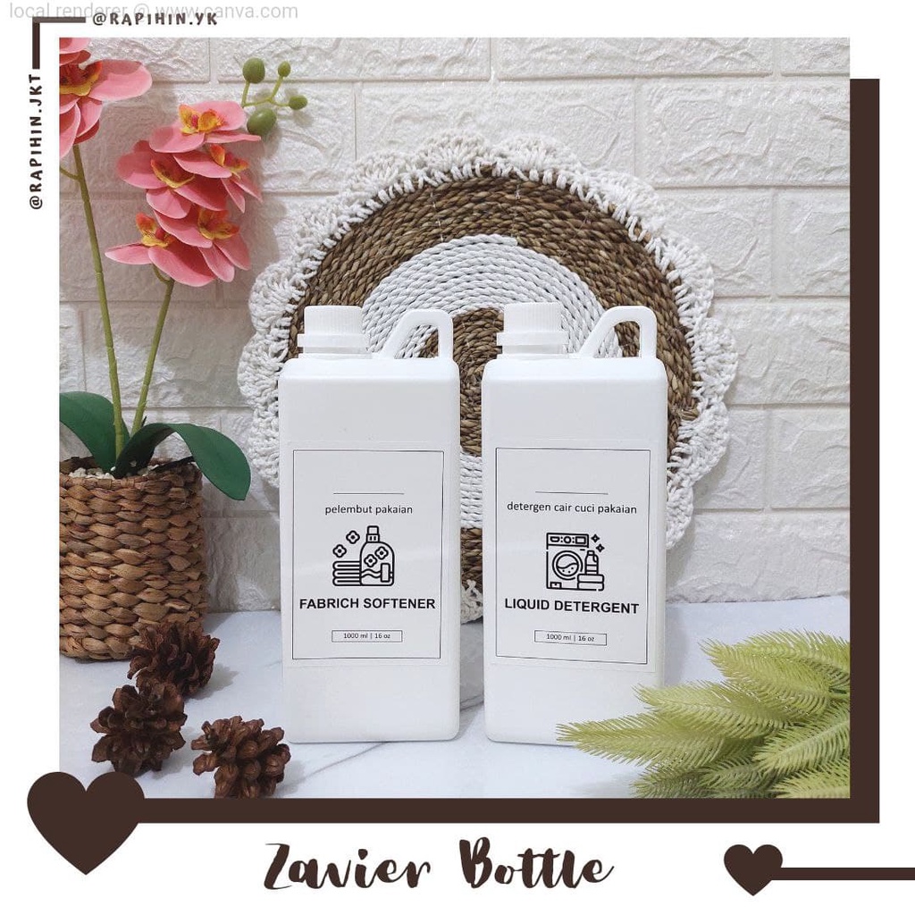 Jual Botol Isi Ulang Deterjen Aesthetic Warna Putih Kosong 1000ml ...