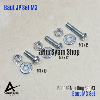 Jual Baut JP M3 + Mur + Ring Set / Baut M3 Set / Baut JP M3 Set | Shopee Indonesia