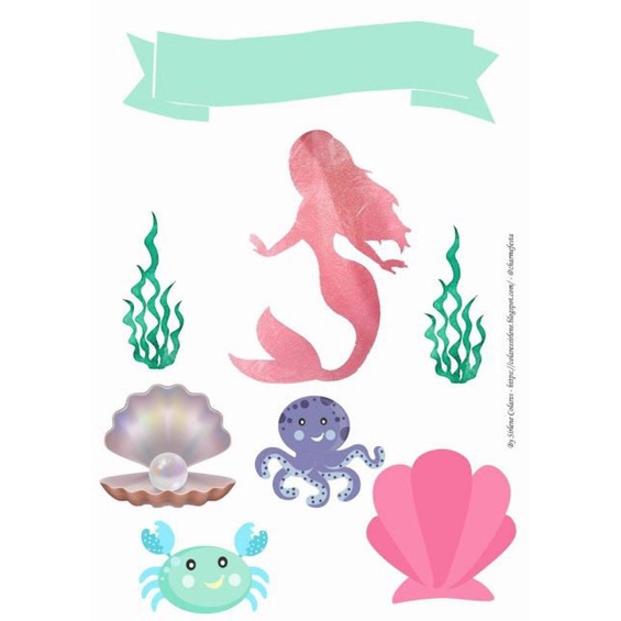Jual Topper Cake Custom Ucapan Nama tema Binatang Laut dan Mermaid ...