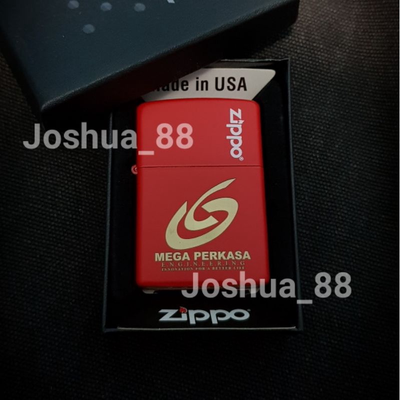Jual Korek Api Zippo Custom Ukir Logo Mega Perkasa Red Matte Bisa Ukir ...