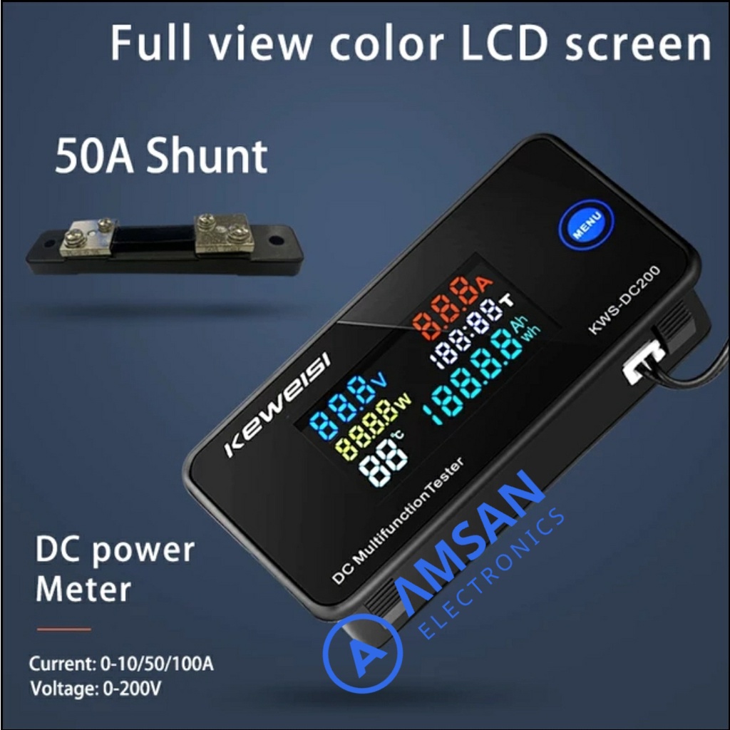 Jual KWS-DC200 10A 50A 100A DC Wattmeter KWH Ampere Watt meter Keweisi | Shopee Indonesia