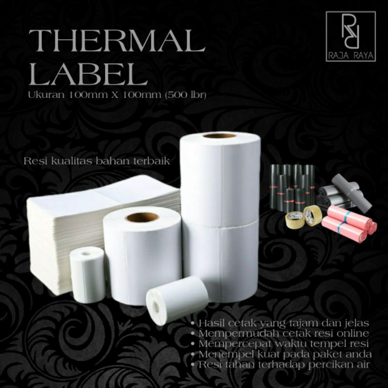 Jual [⚜️RR⚜️] Label thermal 100x100 isi 500 lbr/kertas resi thermal/thermal | Shopee Indonesia