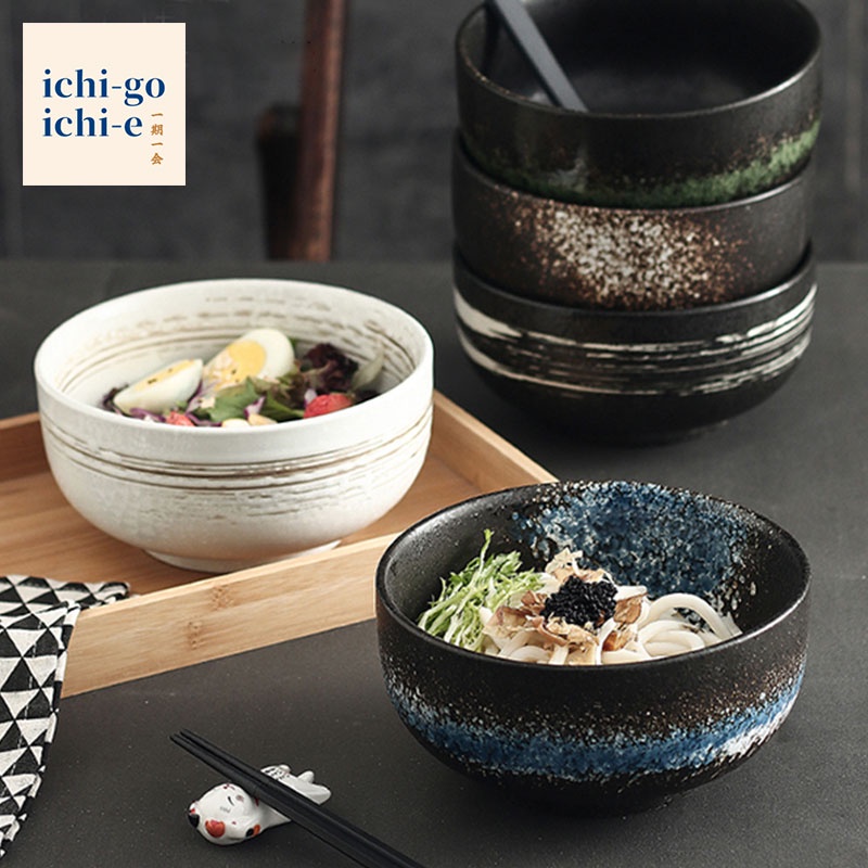 Jual Mangkok Keramik Mie Jepang Hoshi/ Noodle Ramen Bowl Black Blue ...