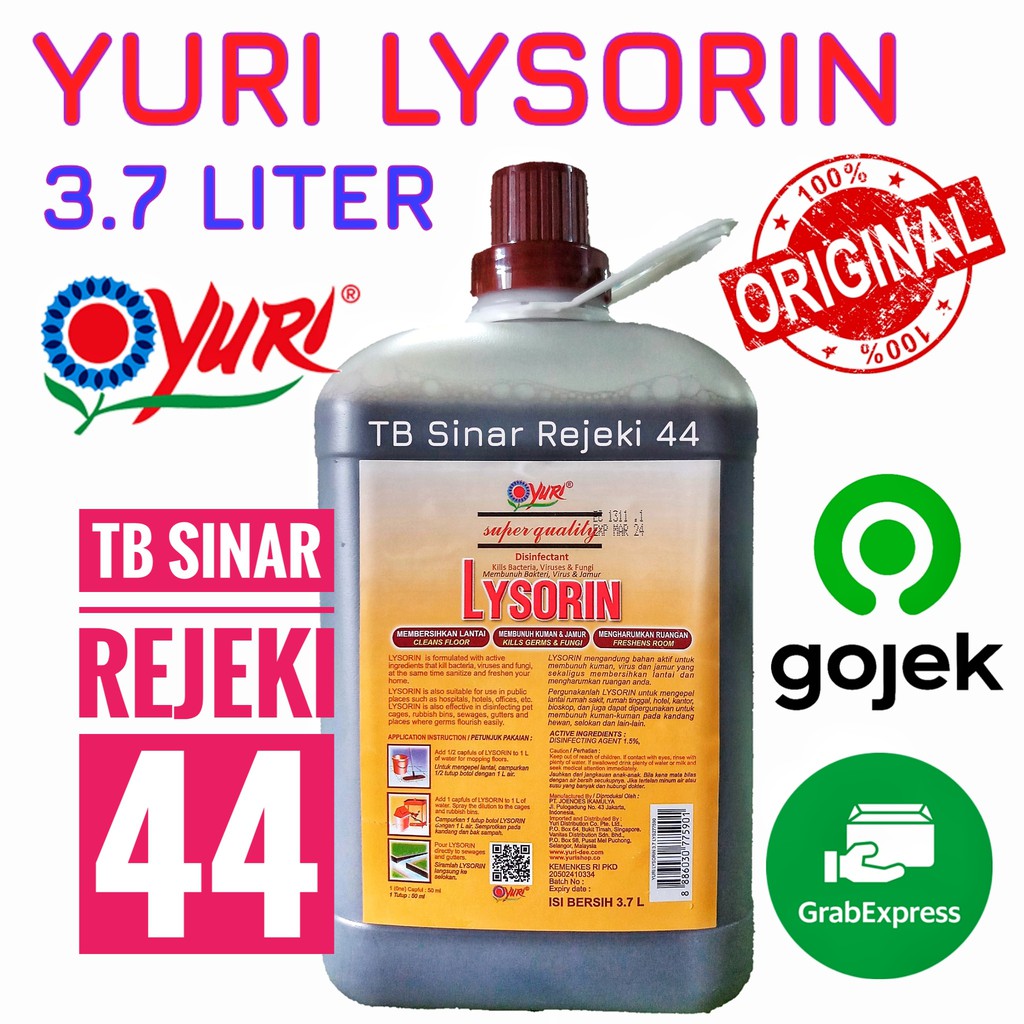 Jual [YURI LYSORIN JERIGEN 3.7 LITER] Cairan Karbol Pembersih Lantai ...