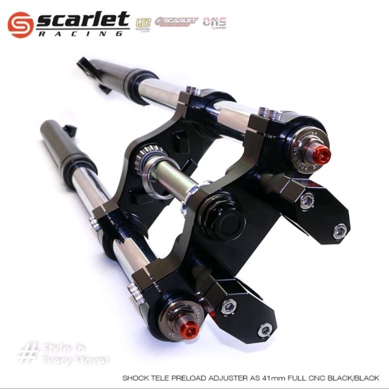 Jual shock depan upside down KLX scarlet racing NEW full CNC preload adjuster as KLX original ...