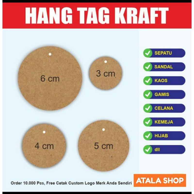 Jual Hangtag Label Bulat Polos Brown Kraft 3 4 5 6cm | Shopee Indonesia