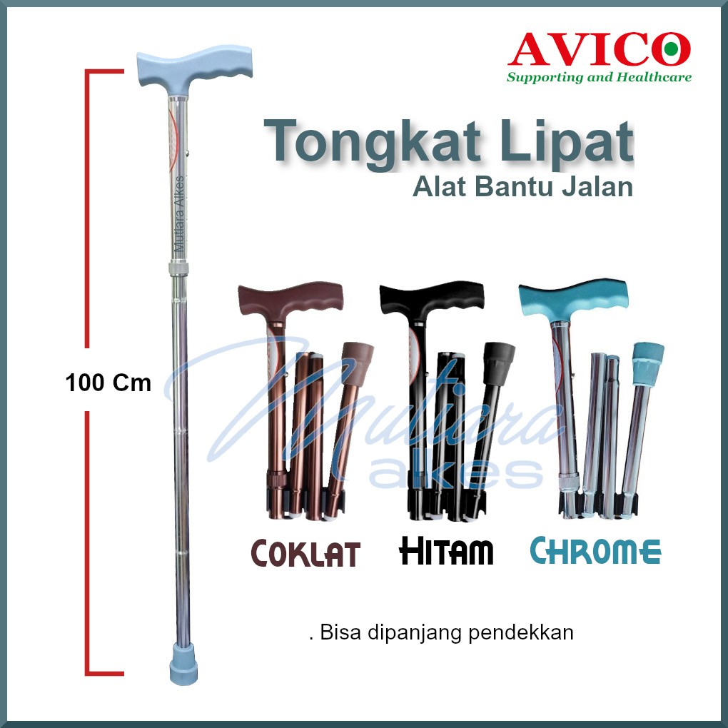 Jual (MUTIARA ALKES) TONGKAT LIPAT KAKI 1 /TONGKAT LURUS KAKI 1 ...