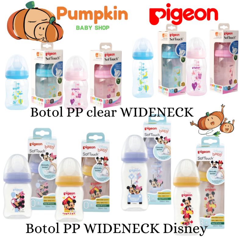 Jual PIGEON PP Clear Wide Neck 160ml / 240ml - PIGEON PP Wide neck Disney Mickey- Botol Susu ...