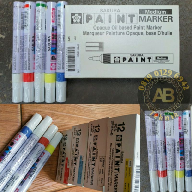 Jual Spidol permanen Warna putih Model kocok SAKURA Paint Marker Spidol ...