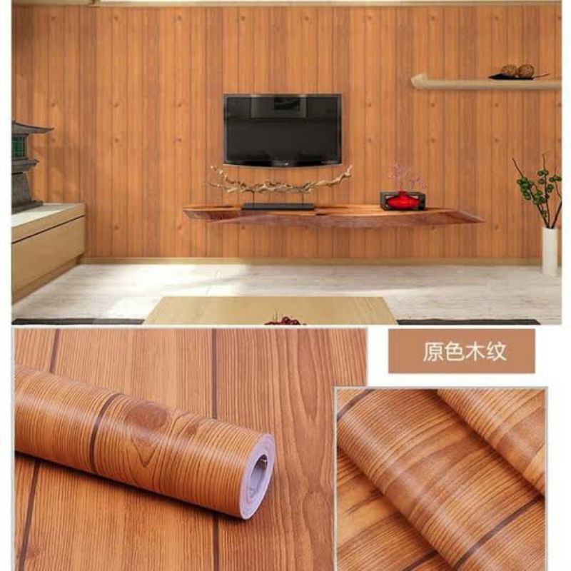 Jual KAYU PALET COKLAT Wallpaper Sticker dinding motif kayu garis ...