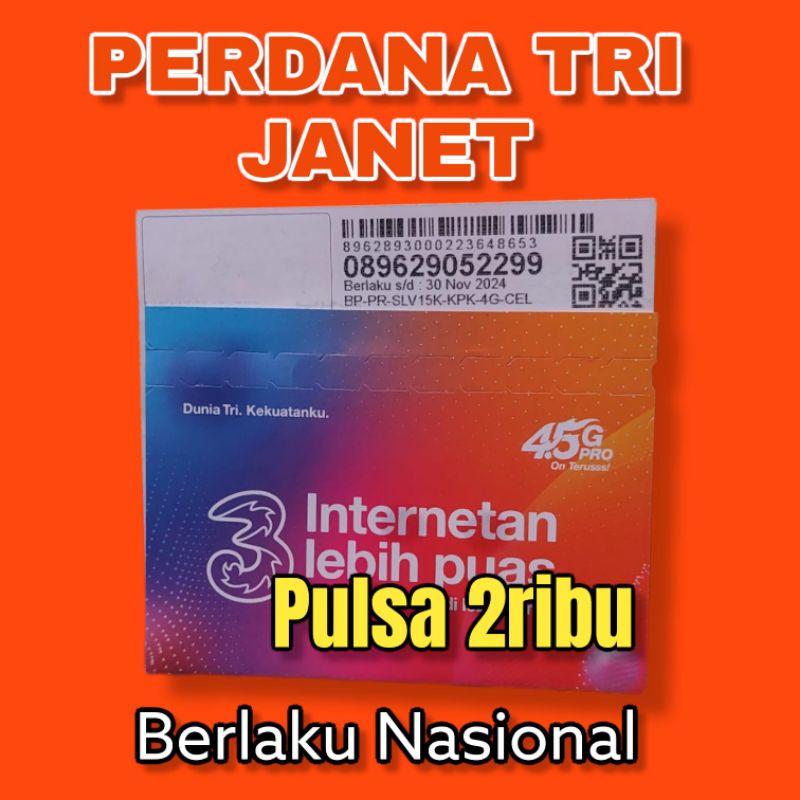 Jual MURAH PERDANA TRI [THREE] JANET PULSA 2K [MARET 2023] | Shopee ...