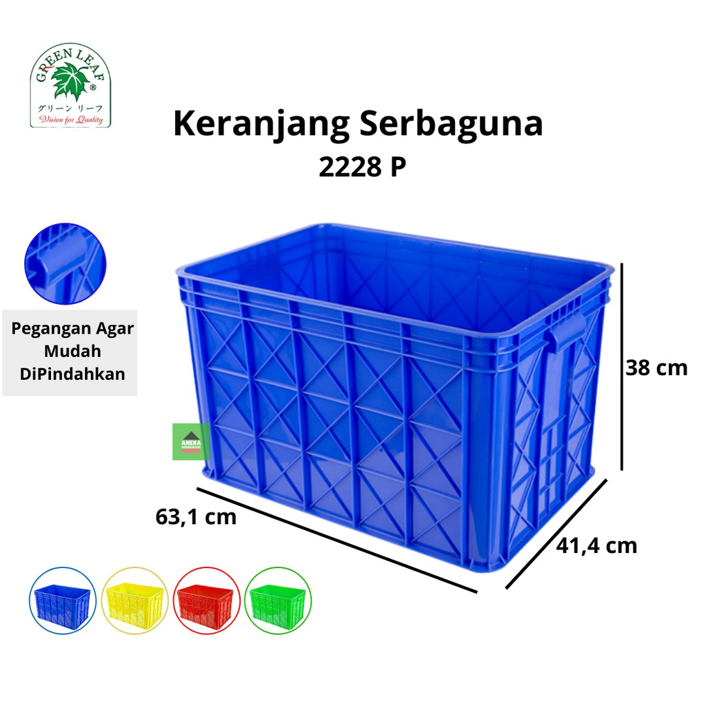 Jual Keranjang Industri Container Box Serbaguna Polos 2228 P Green Leaf ...