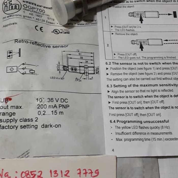 Jual IFM OGP700 Laser Diffuse Photoelectric Sensor last stok | Shopee ...
