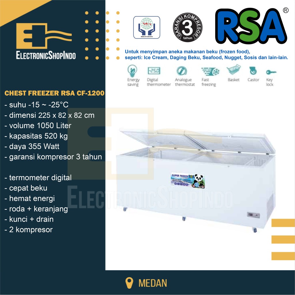 Jual Chest Freezer RSA CF 1200 / CF-1200 Kulkas Beku Freezer kapasitas ...