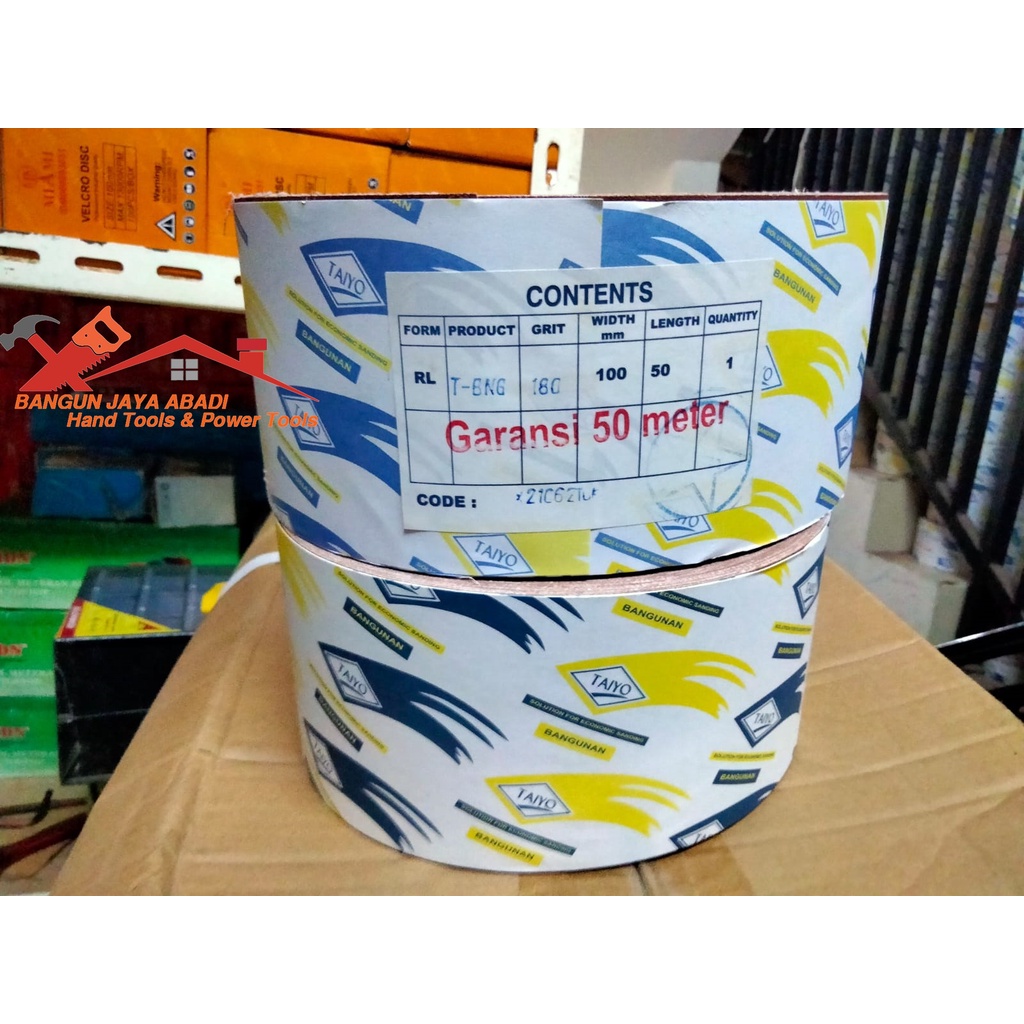 Jual BJ AMPLAS METERAN / AMPLAS ROLL TAIYO 60 80 100 120 150 180 220 240 400 RANDOM | Shopee ...